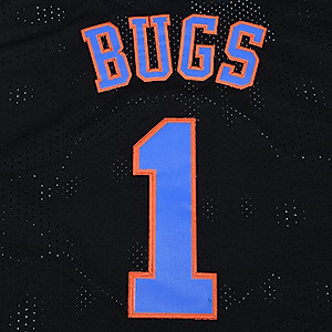 TUEIKGU #1 Bugs Space Movie Basketball Jersey for Men 90s Hip hop Clothing for Party (Black, Medium)