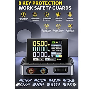 Adjustable DC Power Supply 30V 5A CNC Digital Display Portable Variable with HD IPS Color Screen for Engineering Development Energy Studies