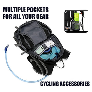 Arvano Cycling Backpack Bike Hydration Pack, Mountain Biking Backpack, Small Bicycle Riding Daypack with 2L Water Bladder, for Hiking, Skiing, MTB (Black)