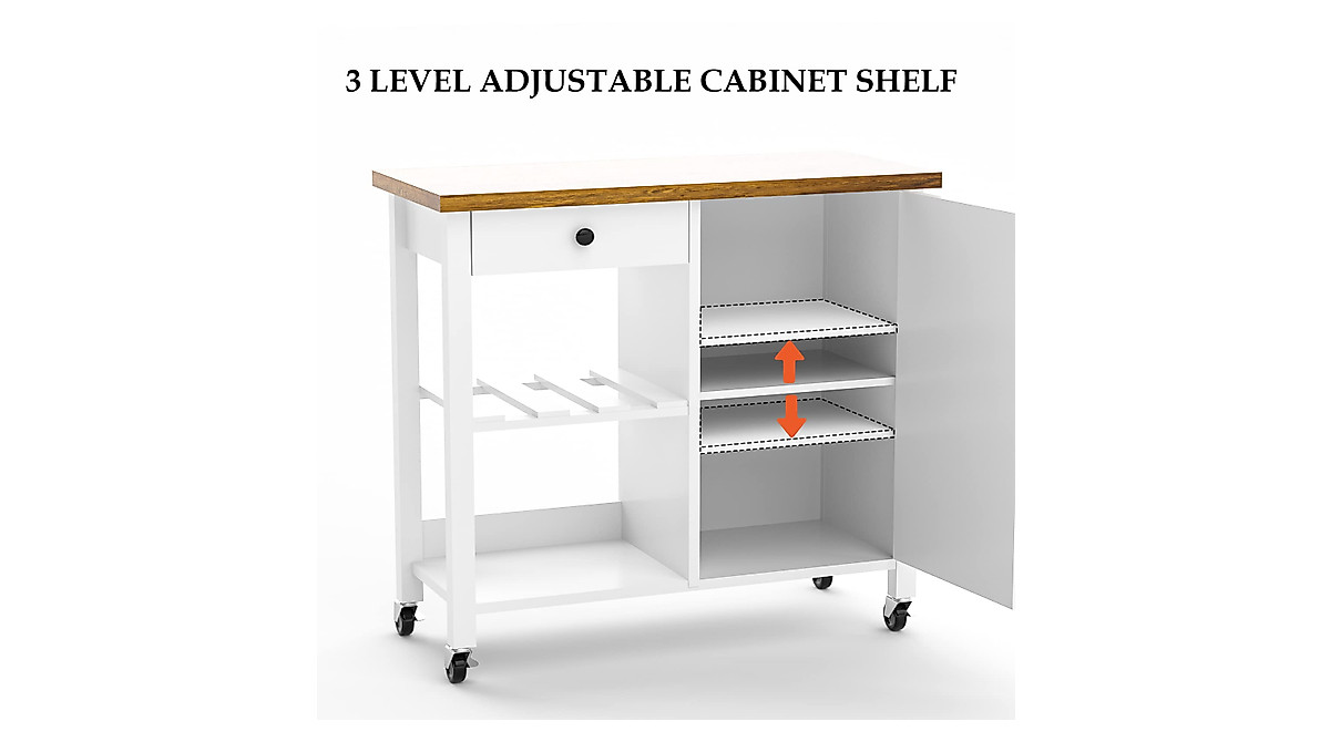 4 EVER WINNER Farmhouse Kitchen Island Cart on Wheels