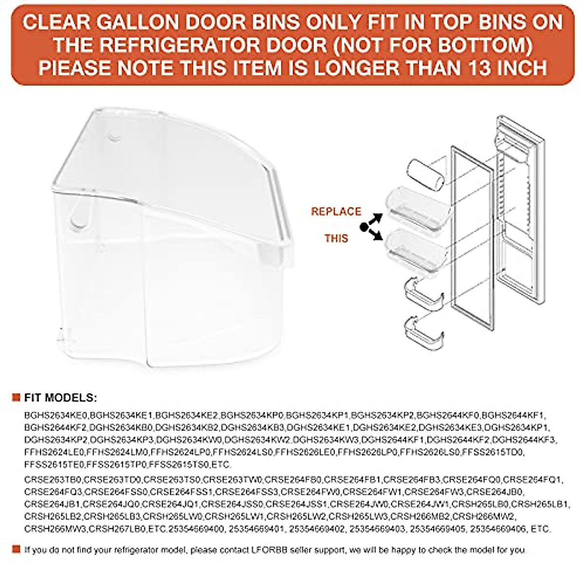 UPGRADE 240356402 Refrigerator Door Bin Replacement Part, Compatible with Frigidaire Refrigerator Door Shelf LFSS2612TF0 FFSS2615TS0 FGHS2631PF4A FGHS2655PF LGUS2642LF1 LFSS2612TE0 Door Bin(2-Pack)