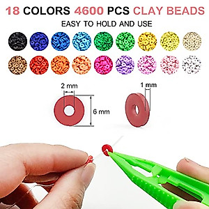 Redtwo 5100 Clay Beads Bracelet Making Kit, Preppy Spacer Flat Beads for Jewelry Making,Polymer Heishi Beads with Charms and Elastic Strings Gifts for Teen Girls Crafts for Girls Ages 8-12