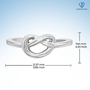 JEWELEXCESS Sterling Silver Love Knot Friendship Ring for Women | Dainty Sterling Silver Promise Ring For Women | Silver Celtic Knot Ring For Women