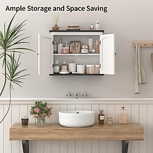 BOTLOG Bathroom Wall Cabinet, Medicine Cabinet with Door and Shelf, Wood Hanging Cabinet Over The Toilet Space Saver Storage Cabinet