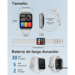 RUIMEN Smart Watch Answer/Make Calls Fitness Watch with Spare Strap Reloj Inteligente 1.7”Full Touch Smartwatchs for Women Men Heart Rate/Sleep Monitor Watch 100+ Sports IP68 Waterproof(Gray)