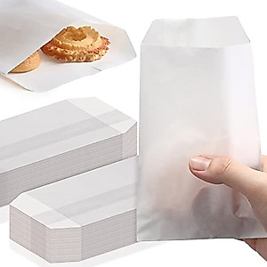 500 Pack White Kraft Paper Bags Mini Paper Bags Treat Bags Small Flat Favor Bag Silverware Bags Party Favor Bag Envelopes Merchandise Bags for Snack Cookie Popcorn Candy Sandwich Gift (4 x 6 Inch)