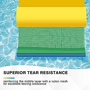 Floating Mat, Lily Pad Floating Mat, 3-Layer Tear-Resistant XPE Foam Floating Water Mat with a 16.4' Elastic Bungee Tether. Floating Mat for Lake, Beach, Ocean, Pool (7' x 3' x 1.3")