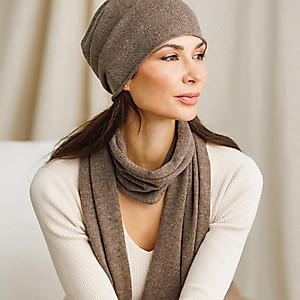 Fishers Finery Women's 100% Pure Cashmere Slouchy Beanie; Classic (Black)