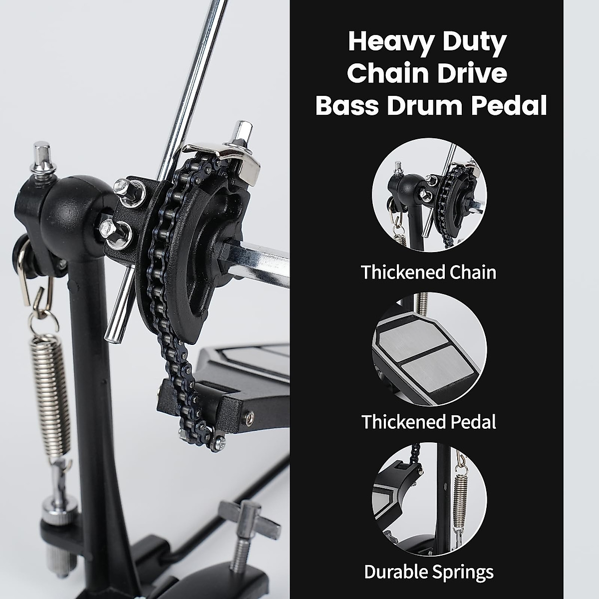 Bass Drum Pedal,Drum Pedal,Kick Drum Pedal with Hammer,Chain Drive Bass Pedal, Drum Practice Pad Instrument Accessories