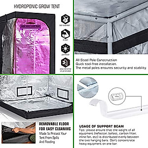 BloomGrow Hydroponics 24''x24''x48'' 600D Mylar Indoor Plant Grow Tent + Hygrometer Humidity Monitor + 24 Hour Timer + Trellis Netting + Bonsai Shears+ Hanger Grow Tent Kit