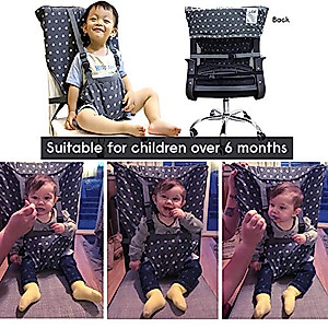 Portable Baby High Chair Safety Seat Harness for Toddler, Baby Travel Essential Easy High Booster Seat Cover for Infant Eating Feeding Camping with Adjustable Straps Shoulder Belt,Holds Up to 38lbs.
