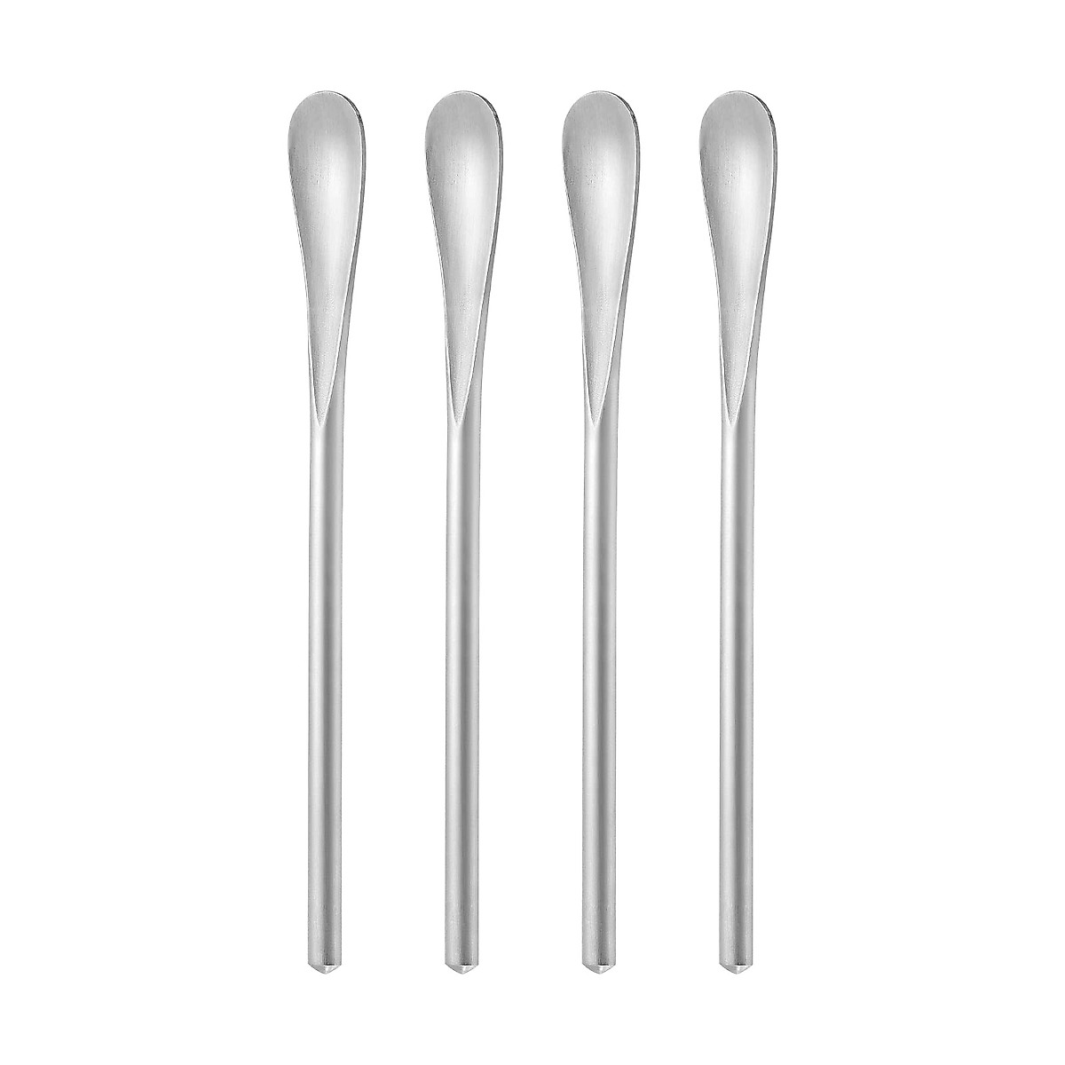 5Inch/12.8cm Coffee Stirrers Spoon,Silver Stainless Steel 304# Coffee Stir Sticks,Round Solid Handle Cocktail Beverage Iced Tea Stirring Stick,Drink Mixing Spoon,Set of 4