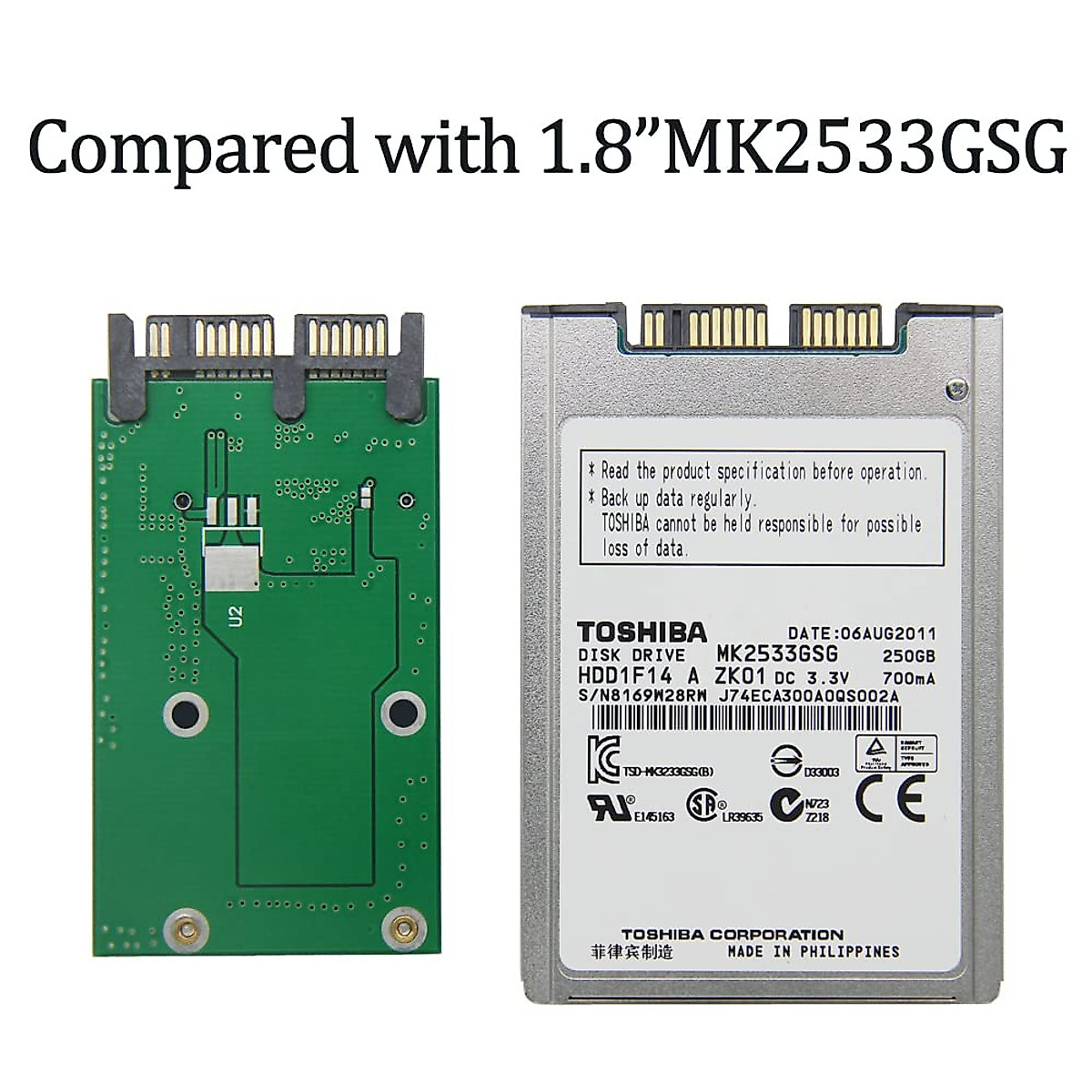 FLEANE 512GB MS02 MicroSata uSATA 1.8inch SSD Compatible with DELL XT1 XT2 IBM X300 X301 T400S T410S Replace MK1229GSG MK1629GSG MK2529GSG 1.8" HDD (512GB)