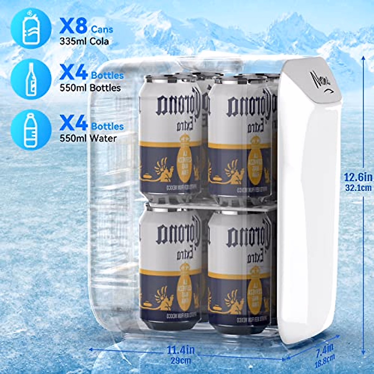 NXONE Mini Fridge,8 Can/6 Liter Small Refrigerator,110VAC/ 12V DC Portable Thermoelectric Cooler and Warmer Freezer Skincare Desk Little Tiny fridge for Cosmetics,Foods, Bedroom,Dorm,Office,and Car