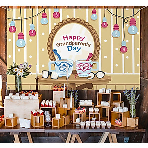Happy Grandparents Day Photo Booth Backdrop Love Grandpa and Grandma Party Decor Photography Background Wall Decoration (3.6×5.9ft)