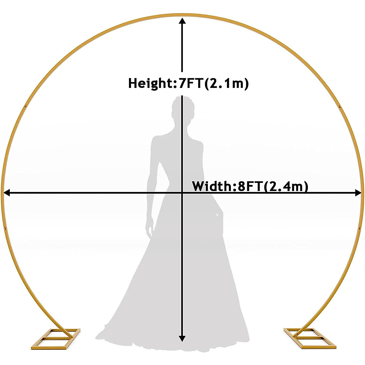 Wokceer Round Backdrop Stand 8FT Gold Wedding Arch Metal Circle Balloon Arch Stand for Birthday Party Wedding Bridal Shower Anniversary Ceremony Candy Tables Decoration