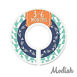 Modish Labels Baby Clothes Size Dividers, Baby Closet Organizers, Closet Size Dividers, Baby Closet Organizers, Clothes Organizer, Boy, Woodland, Arrows, Nordic, Boho, Navy Blue, Mint, Orange (Baby)