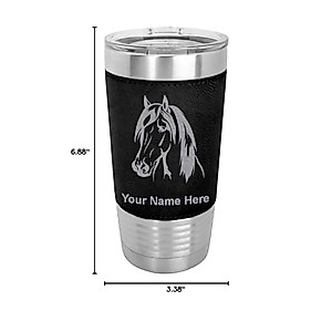LaserGram 20oz Vacuum Insulated Tumbler Mug, Horse Head 1, Personalized Engraving Included (Faux Leather, Black)