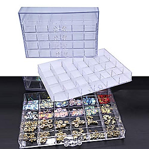 Nail Decoration Storage Box,120 Grids Transparent Nail Art Storage Box, 5-layer Drawer, Water and Dust Resistant, Elegant Appearance, Large Capacity, Beads, Nail Art Supplies Sequence Organizer