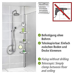 WENKO 22124100 Telescopic Shower Corner Element Premium, 10.8 x 27.6-102.4 x 7.9 inch, Shiny