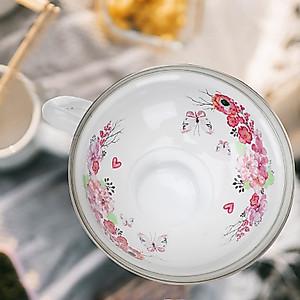 Hemoton 1Pc Enamel Soup Bowl Vintage Enameled Basin Retro Enameled Instant Noodles Bowl Lard Pot with Lid Large Salad Serving Bowl Ramen Basin