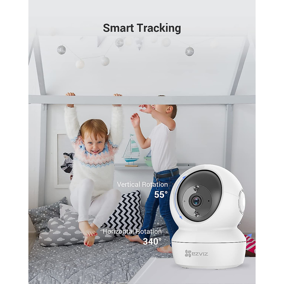 EZVIZ Security Camera Pan/Tilt 1080P Indoor Dome, Smart IR Night Vision, Motion Detection, Auto Tracking, Baby/Pet Monitor, 2-Way Audio, Works with Alexa and Google(C6N)