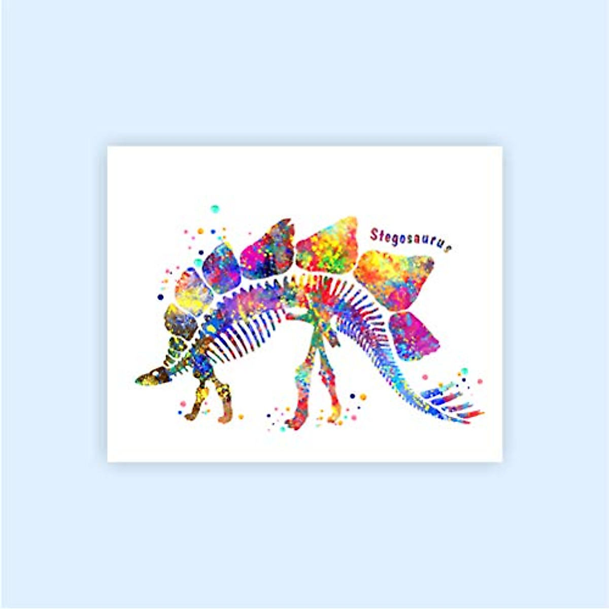 Dignovel Studios Unframed (Set of 6) 8X10 T Rex Stegosaurus Triceratops Pterodactylus Parasaurolophus Spinosaurus Watercolor Dinosaur Skeleton Nursery Decor dnc2