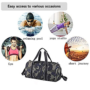 mezhsa Kids Overnight Duffle Bag Girls Boys Sports Gym Bag with Shoe Compartment Wet Pocket Camouflage travel bag (ArmyGreen)