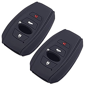 Lcyam Silicone Key Fob Cover for Subaru BRZ STI Legacy Forester Crosstrek Impreza WRX Ascent Outback, Car Accessory Key Protection Case 2Pcs (Black Black)