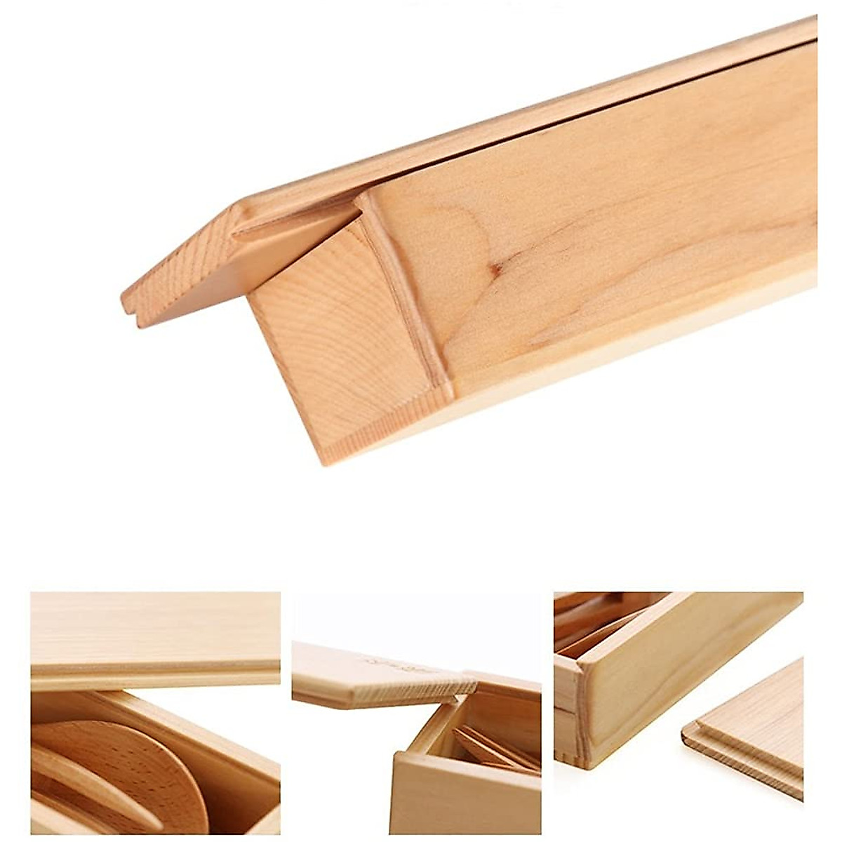 Sanrich Wood Cutlery Set Chopsticks Spoon Fork Kit with Case School Office Lunch Reusable Tableware Camping Flatware Dinnerware Travel Utensils