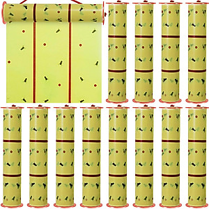 Qualirey 12 Rolls Giant Sticky Fly Traps 157 Feet Adhesive Fly Paper Fruit Fly Traps Outdoor Indoor Fly Strips Sticky Hanging Fly Tapes Gnat Bug Catcher Pest Killer for Garage Greenhouse Barn Stable