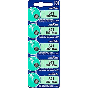 Murata 341 Battery SR714SW 1.55V Silver Oxide Watch Button Cell (5 Batteries)