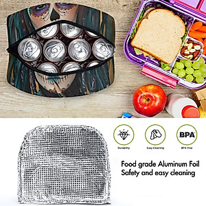 ZzWwR Trendy Girl with Sugar Skull Makeup Lunch Tote Bag with Front Pocket Reusable Insulated Thermal Zipper Closure Cooler Container Bag for School Work Picnic Travel Fishing Beach