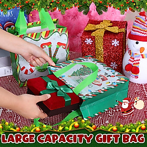 Sweetude 48 Pcs Christmas Gift Bags Reusable Small Christmas Tote Bags with Handle Non-Woven Holiday Goodie Bags Xmas Party Favor Bags for Xmas Party Supplies, 7.8 x 7.8 x 3.5 Inch