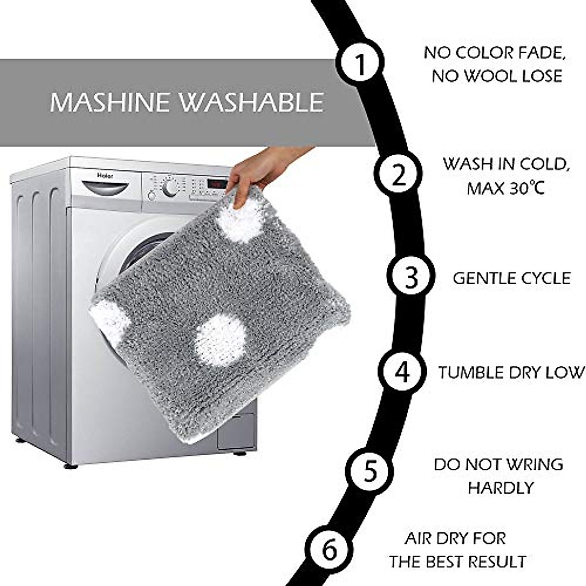 LIVEBOX Polka Dots Area Rugs, 3’x 5’ Kids Play Mat Soft Plush Baby Crawling Mat Non-Slip Throw Carpet for Teen Girl Living Room Bedroom Playroom Nursery Decor Best Shower Gift (Gray)