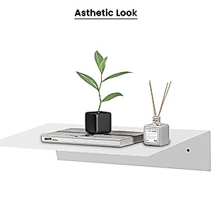 SIMOND STORE White Floating Shelves for Wall - 12" X 8" Small Floating Shelves - Metal Heavy Duty Floating Shelves Brackets for Gaming, Console, Playstation Shelf, Tv Shelf for Wall Mounted Tv