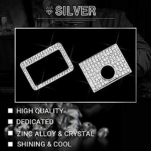 CARFIB Car Interior Bling Accessories for Jaguar F-PACE XE XF 2019 2020 Electronic Handbrake Parking P ASPC Button Ring Decals Sticker Cover Parts Decoration Men Women Zinc Alloy Crystal Silver 2Pcs