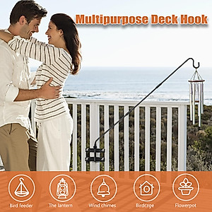 IVOODi Heavy Duty Deck Hook-Deck Railing Plant Hanger, 29 to 43 Inch Extended Bird Feeder Hanger W/Double Clamps,Versatile Deck Shepherd Hook for Hanging Bird Feeders,Lanterns,Planters etc.