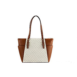 Michael Kors Charlotte Signature Large Top Zip Tote - Vanilla