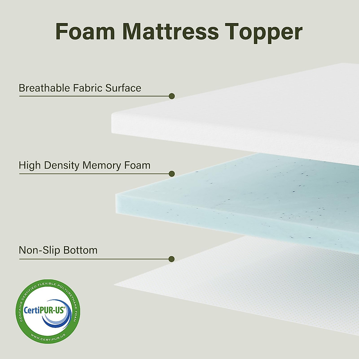 3 Inch California King Mattress Topper,Memory Foam Mattress pad with Removable & Washable Cover,Relieve Back Pain, Soft Firmness Feel for Bunk Bed,CertiPUR-US Certified