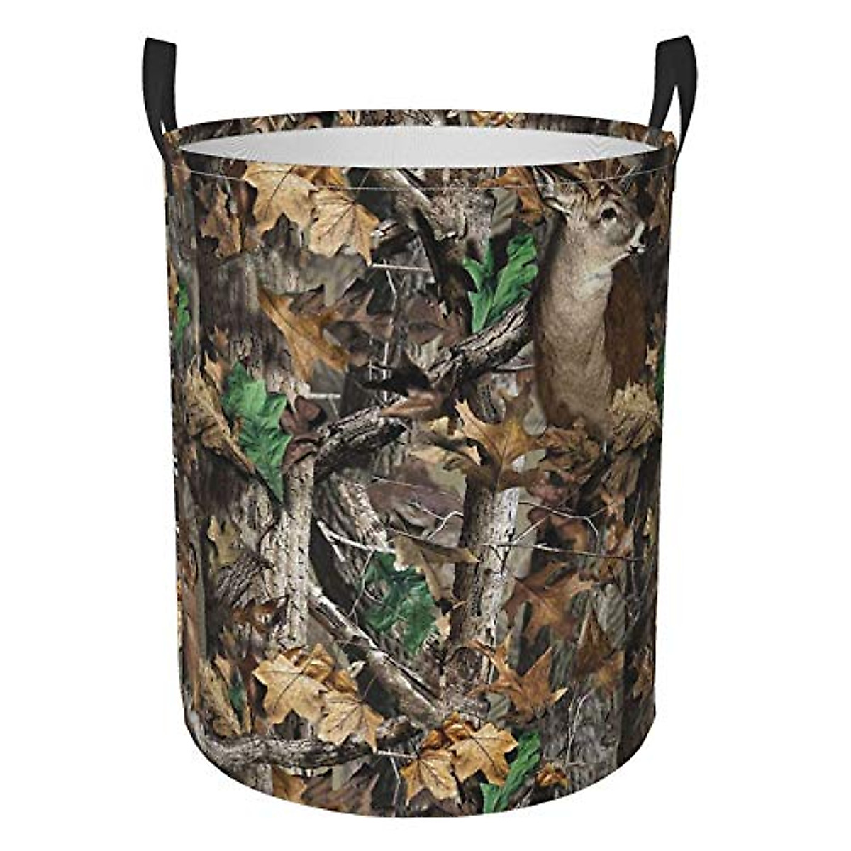 KUOAICY Camo Deer Camouflage Hunting Circular Storage Bin Organizer Round Basket for Laundry Hamper Bedroom Clothes Medium