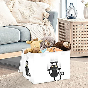 Blueangle Collapsible Storage Boxes 1 Pack, Cat Paw Print Storage Baskets with Lids and Handle for Home Bedroom Closet Office（905）