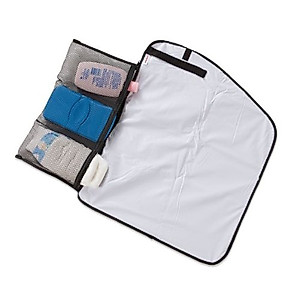 Diono Change 'n Go Baby Diaper Changing Mat, Portable, Lightweight Travel Diaper Station Kit With Waterproof Cushioned Pad, Black