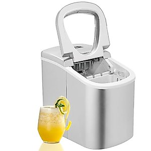 Countertop Ice Maker, Chewable Pebble Portable Ice Maker Machine, 9 Cubes Ready in 6 Mins, 26lbs/24H, Self-Cleaning Ice Machine with Ice Scoop and Basket, for Home Kitchen Office Bar Party