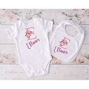 Personalized Floral Initial Sippy Cup | Any Name or Text | Baby Girl | Sippy Cup for Toddlers | Insulated Cup for Baby | Stainless Steel | BPA Free