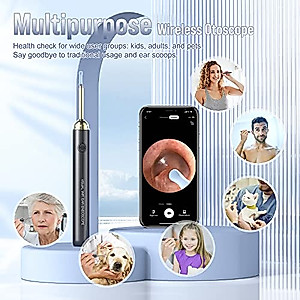 Ear Wax Removal, Ear Cleaning Kit with 1080P Camera, Ear Cleaner with Camera and Light, Ear Camera Wax Removal with 6 Ear Spoons, Ear Wax Cleaner for iOS & Android (Black)