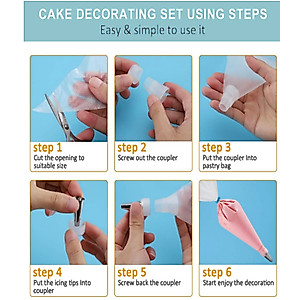 RUISENLAI 260pcs Cake Pan Set for Baking + Cake Decorating Supplies: 3 Round Non Stick Springform Pan Set (4, 7, 9 inches), Icing Tips, disposable piping bags – with 60 Pcs Parchment Paper Liners