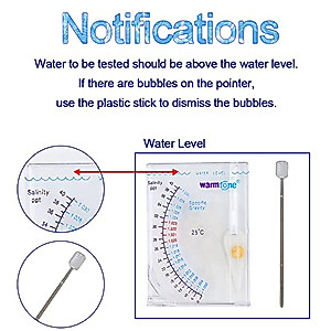 Abnaok Salinity Tester, Sea Specific Gravity Test for Fish Tank Pond Water Saltwater Freshwater, Accurate Automatic Hydrometer