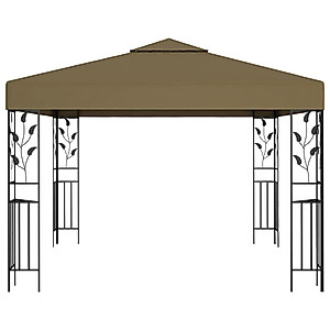 Gazebo,Outdoor Gazebo, Hardtop Gazebo,Backyard Gazebo,Patio Gazebo,Party Tent,Frame with Ornate Floral Details,for Patio,Backyard,Garden,Lawns,Outdoor,9.8'x9.8' Taupe 0.6 oz/ft²