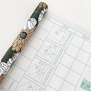 Akywall Vintage Green Floral Wallpaper Peel and Stick Textured Boho Flower Contact Paper Retro Self Adhesive Removable Vinyl Roll Daisy Leaf Mural Forest Green/Brown/White 17.3 x 78.7in